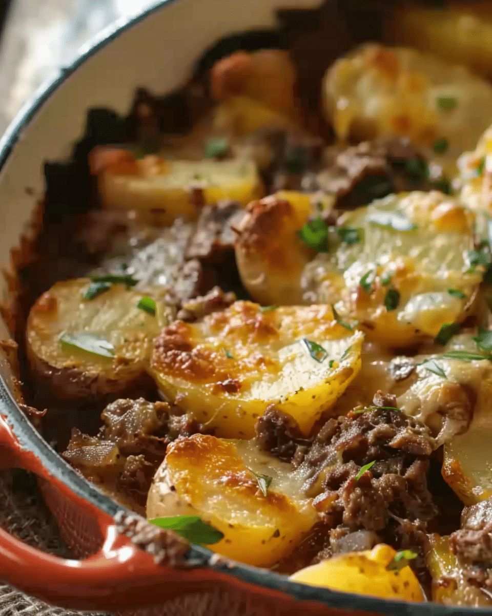 Creamy Southern Beef & Potato Bake | All Cooked Up