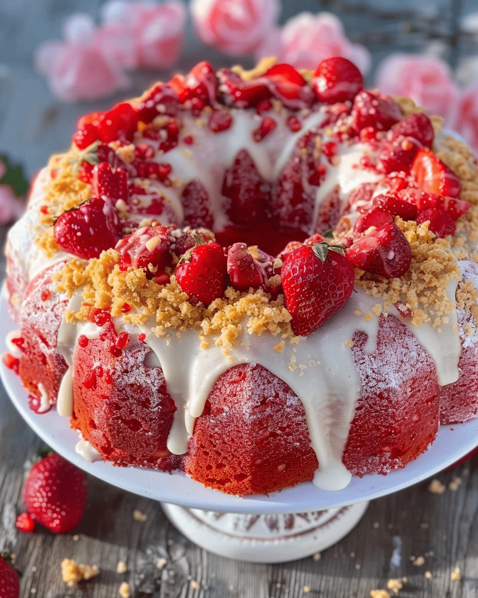 Strawberry Crunch Pound Cake | All Cooked Up