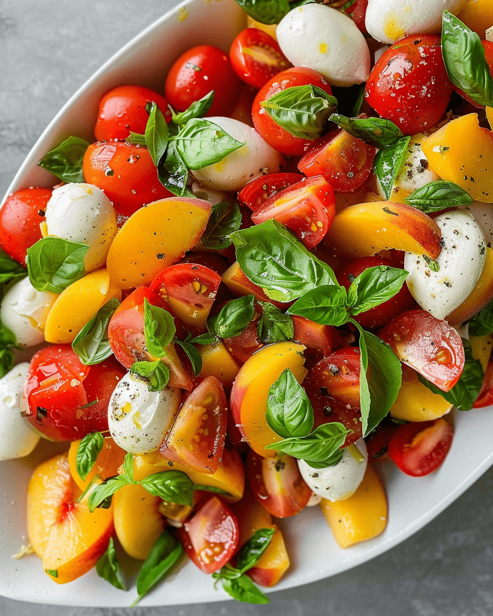 Chopped Peach Caprese Salad | All Cooked Up