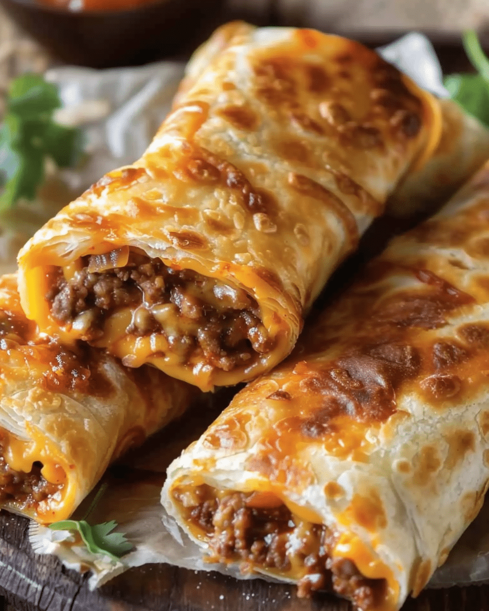 Crispy Beef & Cheese Chimichangas | All Cooked Up