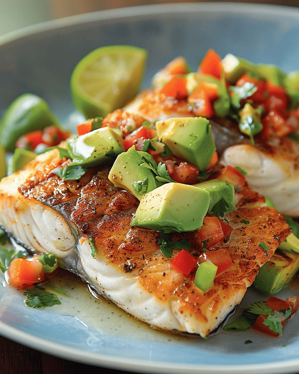 Tropical Coconut Lime Fish with Creamy Avocado Salsa | All Cooked Up