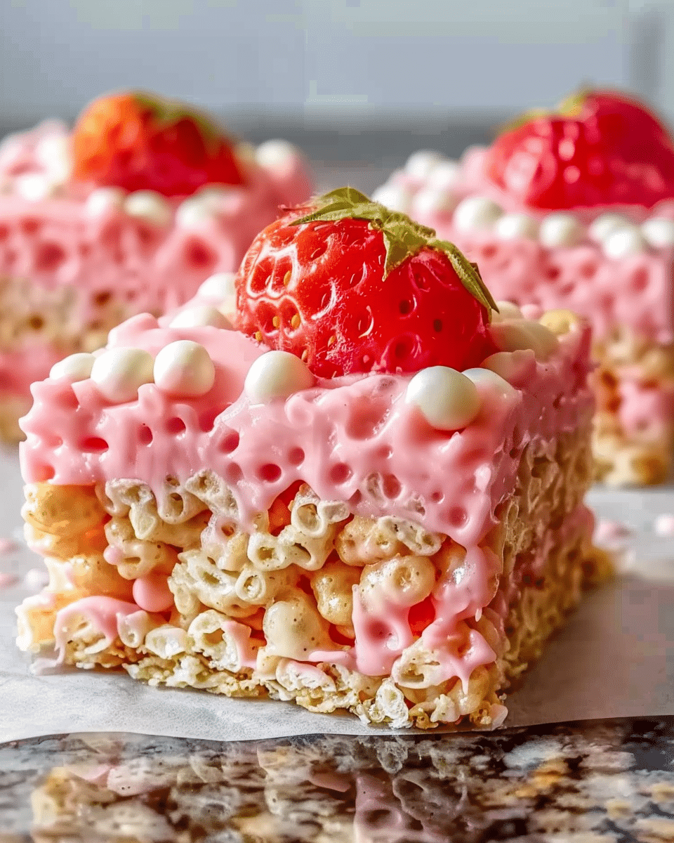 Strawberry Crunch Rice Krispie Treats | All Cooked Up