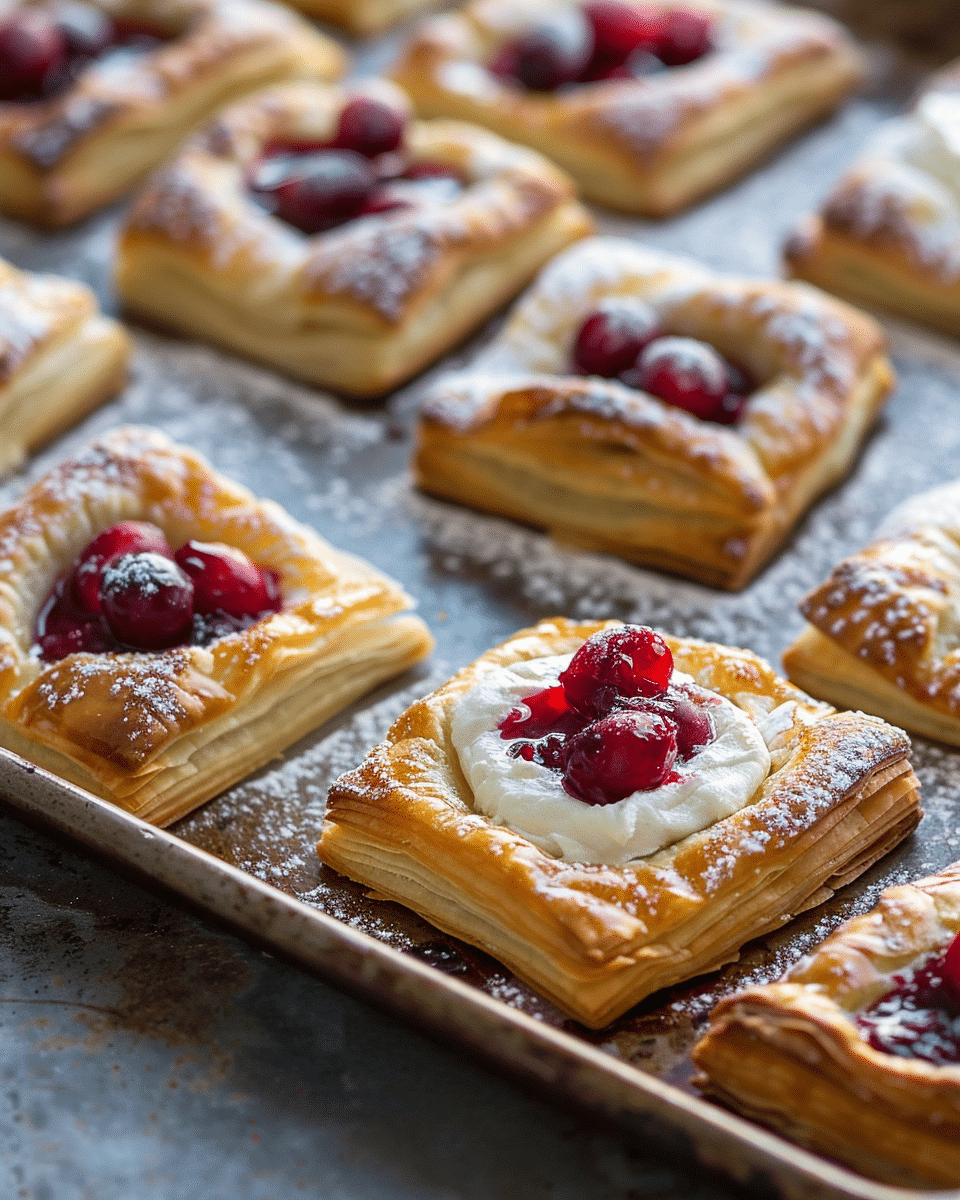 Cranberry & Cream Cheese Puff Pastry Blossoms | All Cooked Up