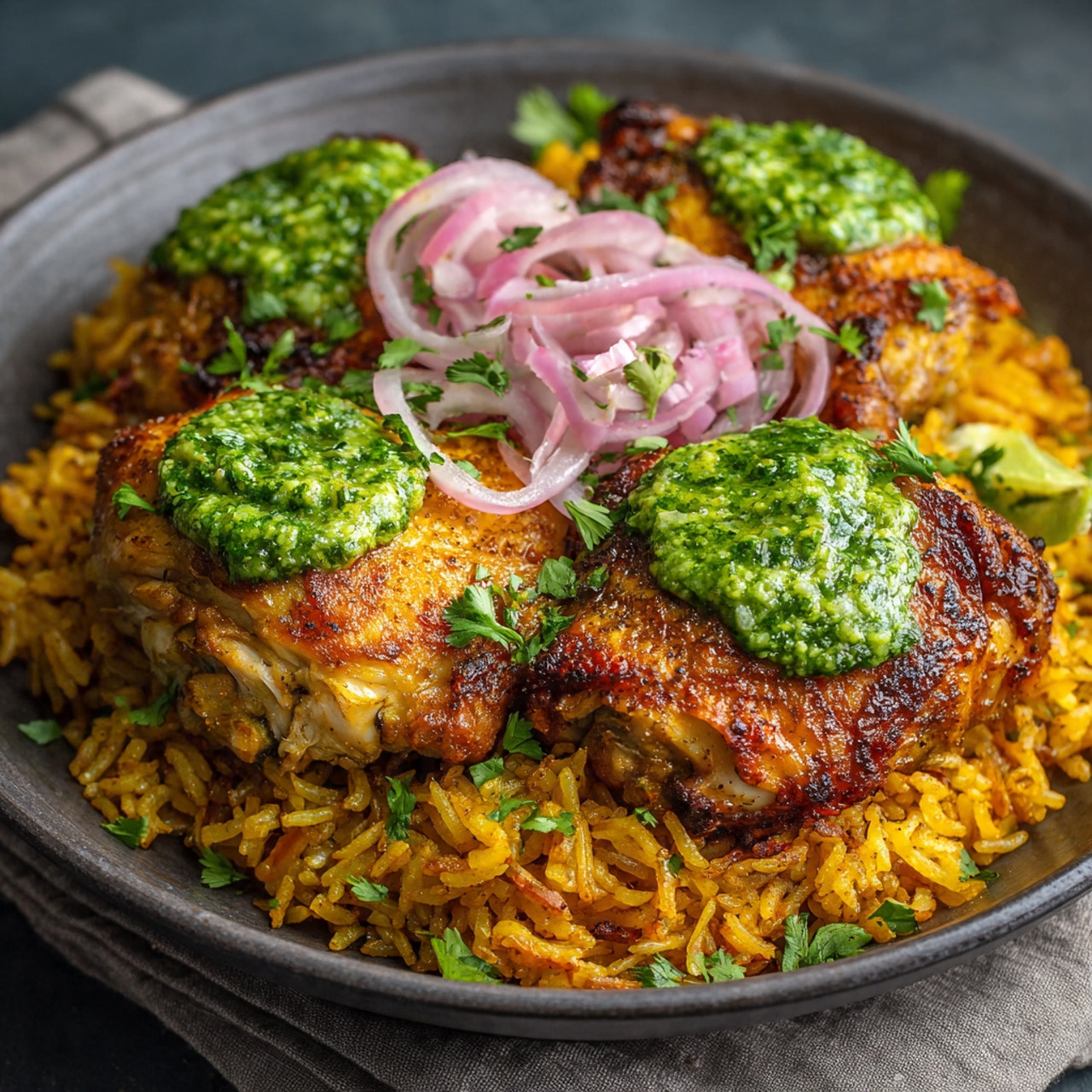 Peruvian Chicken and Rice with Green Sauce (Arroz con Pollo Peruano ...